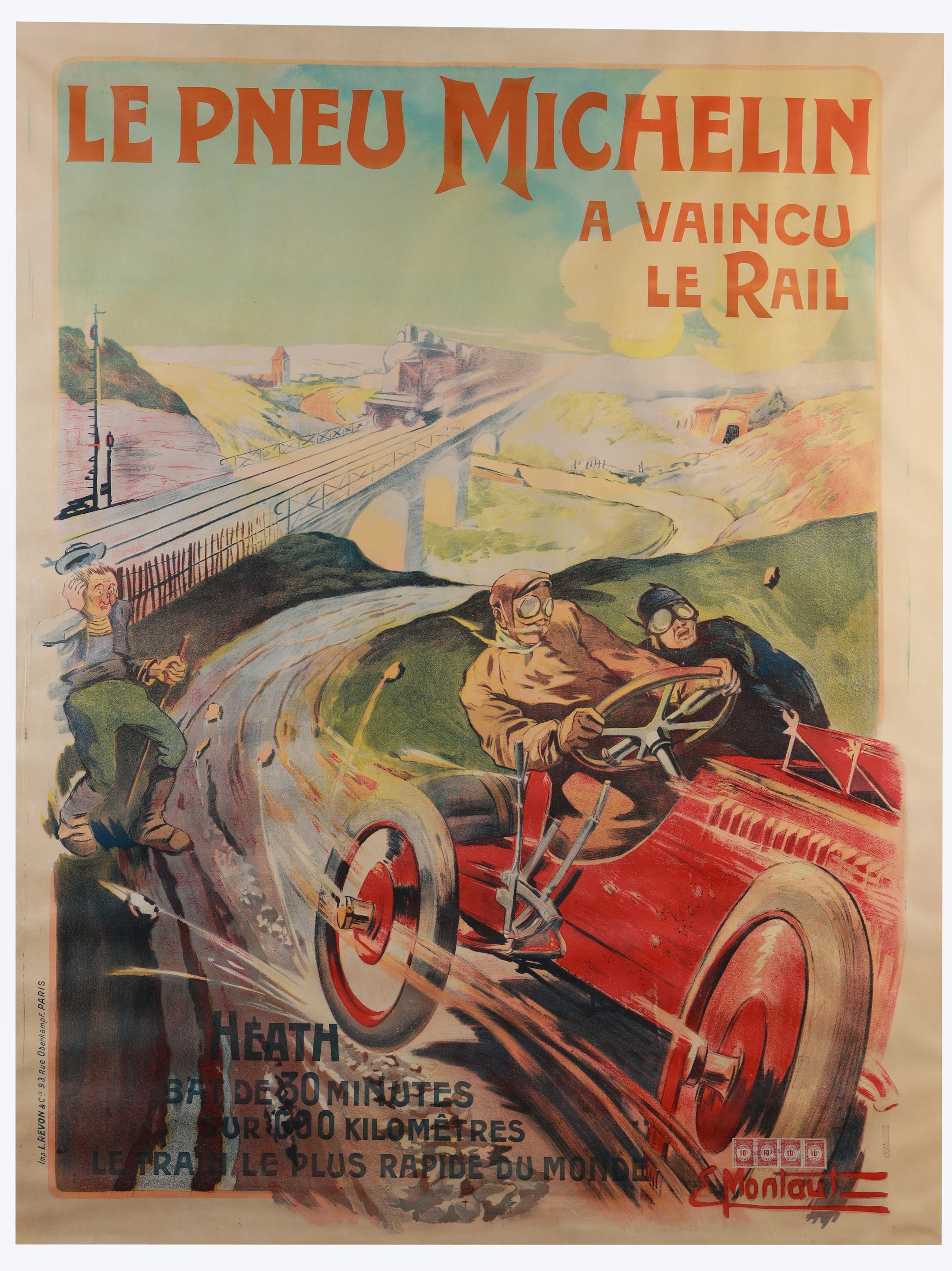 Bonhams Cars : A Michelin advertising Le Pneu Michelin A Vaincu le Rail ...