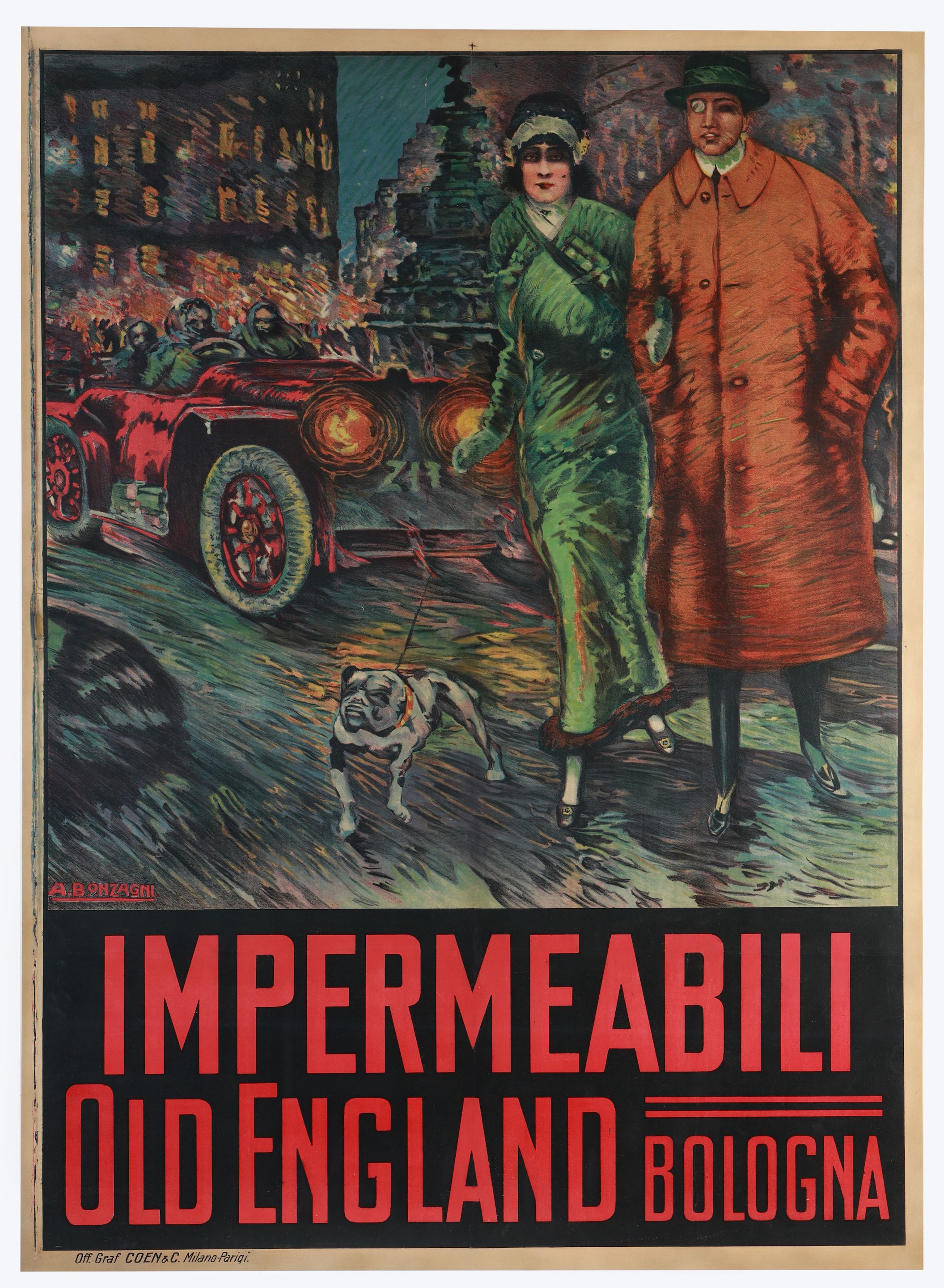 Bonhams Cars : An 'Old England' Impermeabili advertising poster, by A ...
