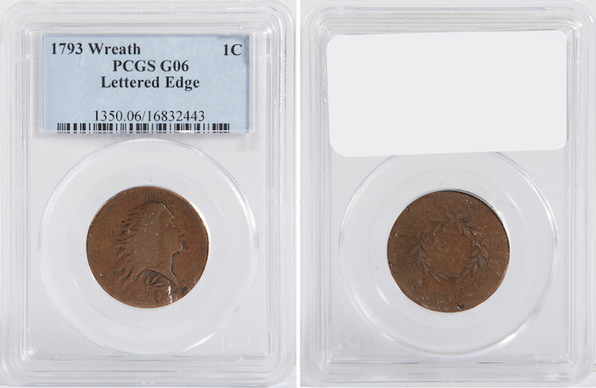 Bonhams : 1793 1C Wreath, Lettered Edge Good 6 PCGS
