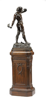 Bonhams : A French patinated bronze figure of Samson on walnut pedestal ...