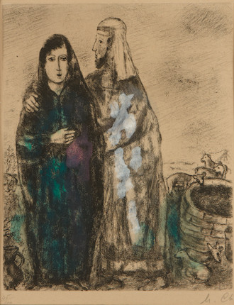 Bonhams : Marc Chagall (Russian/French, 1887-1985); Rencontre de Rachel et de Jacob, Pl. 15 ...