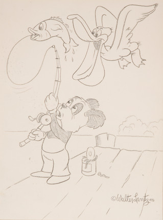 Bonhams : A Walter Lantz drawing of Andy Panda fishing