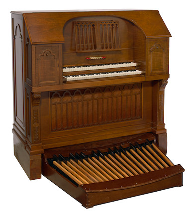 Bonhams : An M S Gleason walnut two manual pipe organ with player