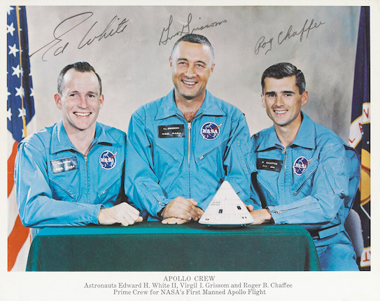 Bonhams : APOLLO 1 CREW. Color photolithograph,