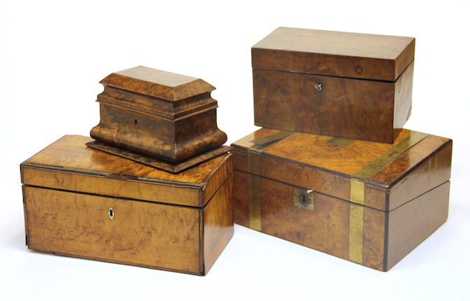 Bonhams : Four various English boxes 19th century