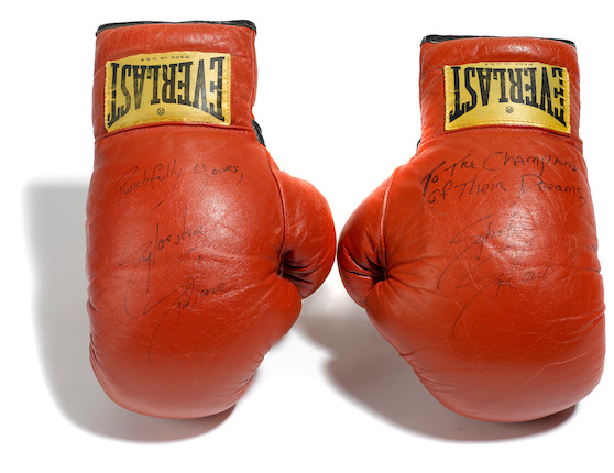 Bonhams : A pair of Sylvester Stallone signed Rocky II boxing gloves