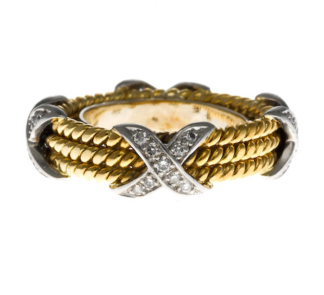 Bonhams : A diamond three-row rope x motif ring, Jean Schlumberger ...