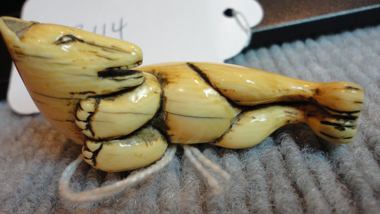 Bonhams : An ivory netsuke of a dancing fox Edo period (late 18th century)