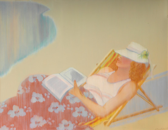 Bonhams : Elaine Marinoff Good (American) Girl on the Beach, 1979 48 x ...