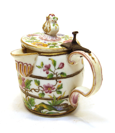 Bonhams : A Continental soft paste porcelain barrel-form covered hot ...