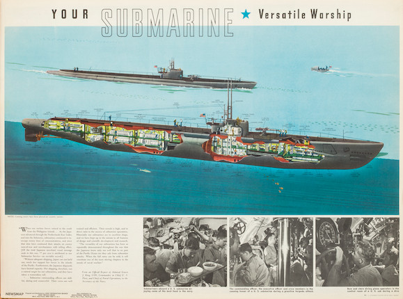 Bonhams : A collection of six World War II US Navy submarine posters after 1941 various sizes 6