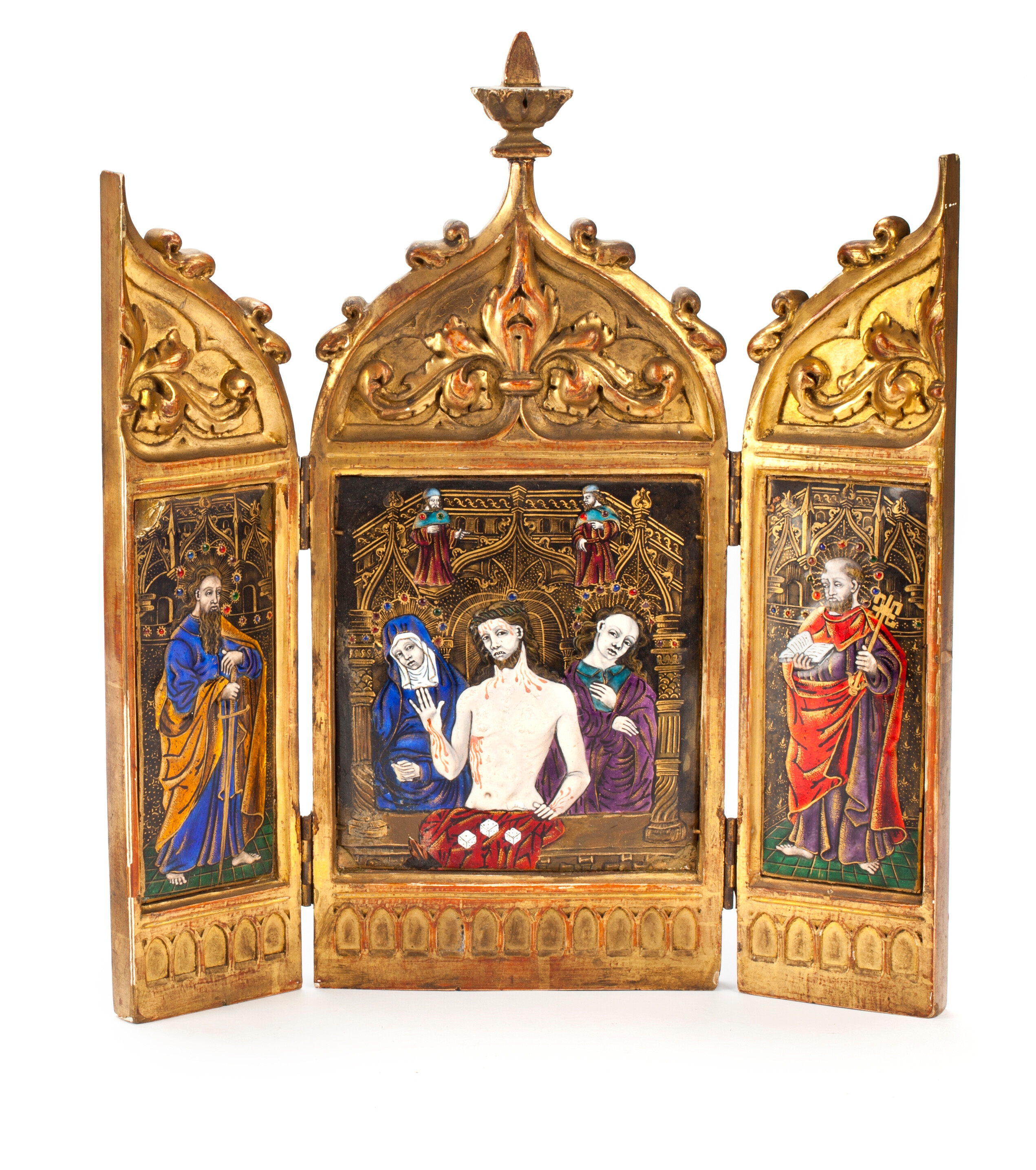 Bonhams : A Limoges Gothic style triptych late 19th century