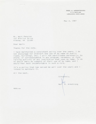 Bonhams : NEIL ARMSTRONG LETTER