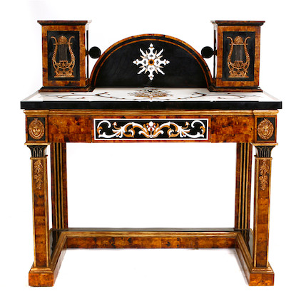 Bonhams : An Empire style specimen marble mounted and shell inlaid ...