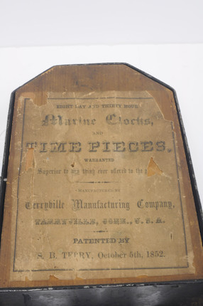 Bonhams : A Silas B. Terry patent iron front torsion pendulum clock ...