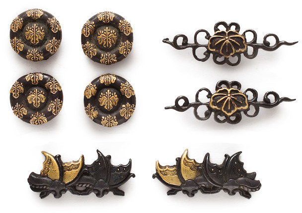 Bonhams : Four pairs of mixed-metal menuki Edo period (19th century)
