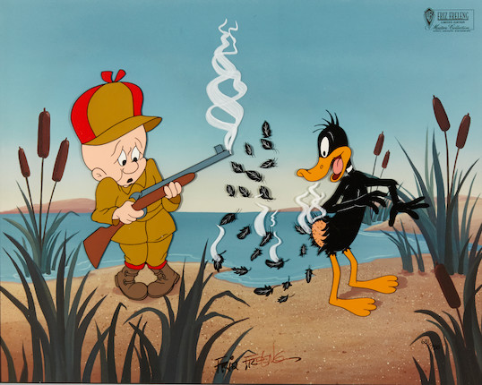 Bonhams : Two limited edition celluloids of Elmer Fudd and Sylvester ...