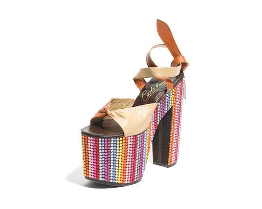 Bonhams : A single rainbow platform shoe worn by Cher