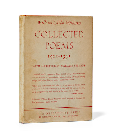 Bonhams : WILLIAMS, WILLIAM CARLOS. 1883-1963. STEVENS, WALLACE. Preface. Collected Poems 1921 ...