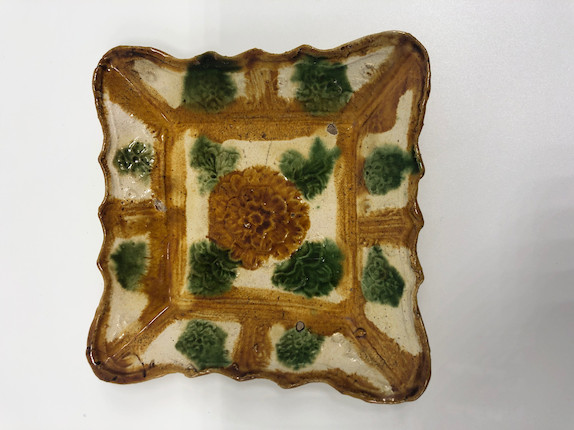 Bonhams : A sancai glazed molded dish Liao dynasty
