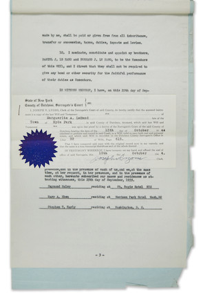 Bonhams : MISSY LEHAND'S LAST WILL AND TESTAMENT SIGNED BY FDR ...