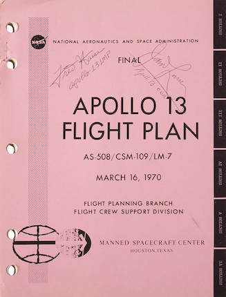 Bonhams : APOLLO 13 FINAL FLIGHT PLAN SIGNED BY FRED HAISE & JAMES ...
