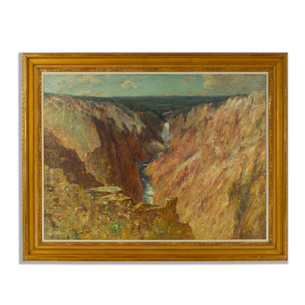 Bonhams : Walter A. Clark (1848-1917) Yellowstone Falls 30 x 40 in ...
