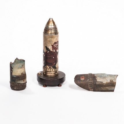 Bonhams Skinner : Three Painted World War I Artillery Shells