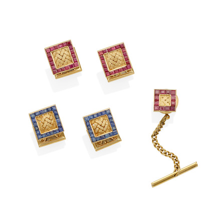 Bonhams : LAYKIN ET CIE A GROUP OF 18K GOLD AND GEM-SET JEWELRY, FRANCE