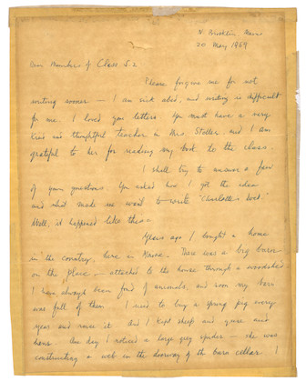 Bonhams : THE ORIGINS OF CHARLOTTE'S WEB. WHITE, E.B. (ELWYN BROOKS ...