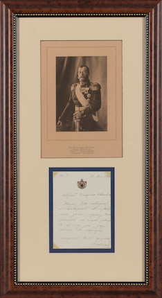 Bonhams Skinner : Tsar Nicholas II Autograph Letter and Photogravure,