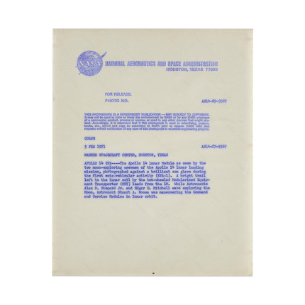 Bonhams : APOLLO 14 EVA Group of 3 photographs, all by ALAN SHEPARD