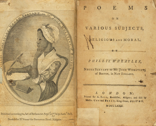 Bonhams : FIRST BOOK PUBLICATION OF AN AFRICAN AMERICAN WOMAN. WHEATLEY ...