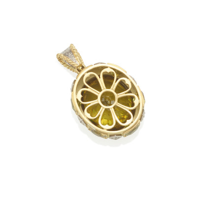 Bonhams : SAROSI A BI-COLOR GOLD, SPHENE AND DIAMOND PENDANT