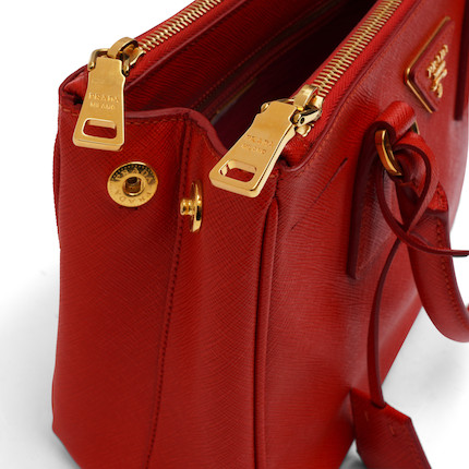 Bonhams Skinner : Prada Red Leather Structured Handbag