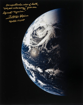 Bonhams : APOLLO 13 EARTH AFTER TRANS-LUNAR INJECTION MANEUVER. Large ...