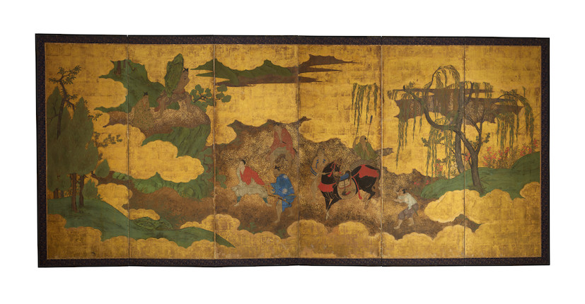 Bonhams : ANONYMOUS Samurai Fighting on the Mountainside Edo period ...