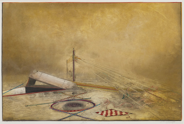 Bonhams : Nathan Oliveira (1928-2010); Site with Circles and Checks;