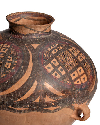 Bonhams : A PAINTED RED-POTTERY TWO-HANDLED JAR Neolithic, Gansu ...