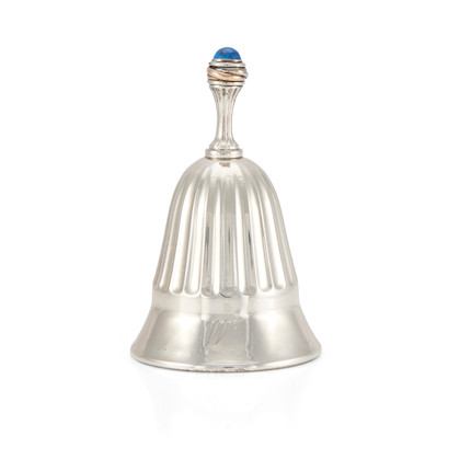 Bonhams : A CARTIER LAPIS MOUNTED STERLING SILVER MONOGRAMMED DINNER BELL