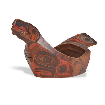 Bonhams : A Haida or Heiltsuk (Bella Bella) raven effigy dish