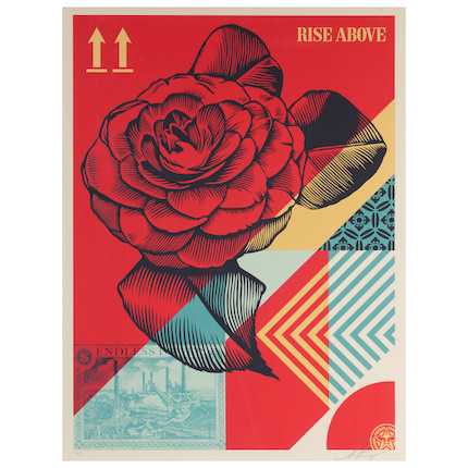 Bonhams : SHEPARD FAIREY (B. 1970) Rise Above Flower, 2021 (This work ...