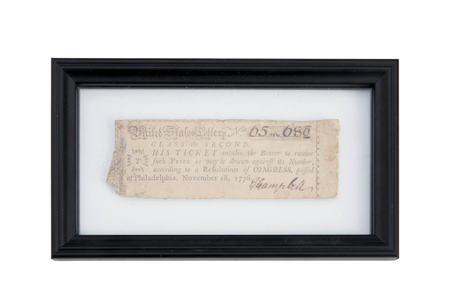 Bonhams Skinner : Continental Congress Second Class Lottery Ticket ...