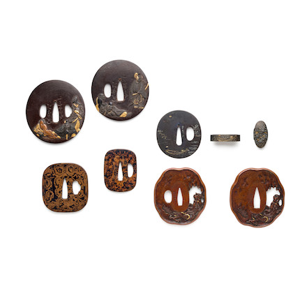 Bonhams : THREE DAISHŌ TSUBA (SETS OF HAND GUARDS FOR A LONG AND A ...