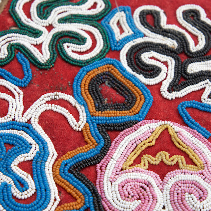 Bonhams Skinner : A Tlingit beaded cloth bag 7 1/2 x 6 in.