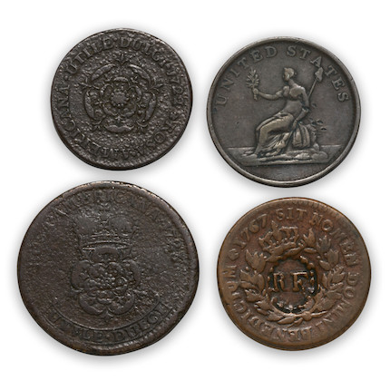 Bonhams Skinner : Four Colonial Coins/Tokens.