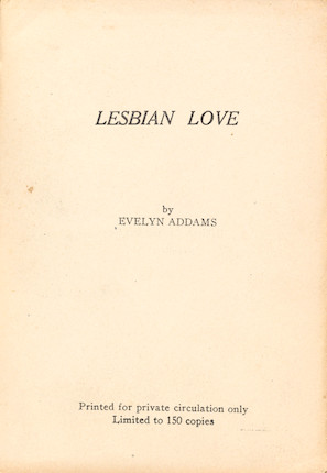 Bonhams : ONLY KNOWN COPY OF THE ONLY BOOK BY THE REMARKABLE EVE ADAMS ...