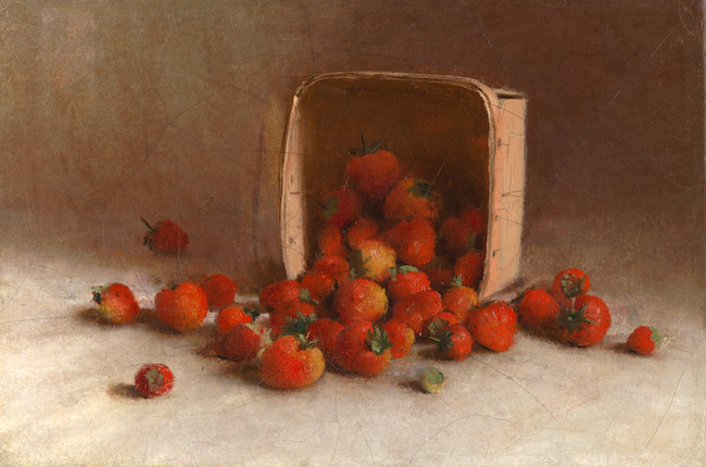 Bonhams : Joseph Decker (1853-1924) Box of Strawberries 12 x 18 1/8 in ...