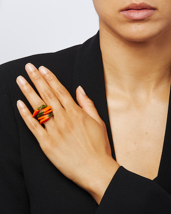 Bonhams : SOLANGE AZAGURY-PARTRIDGE AN 18K GOLD AND ENAMEL RING