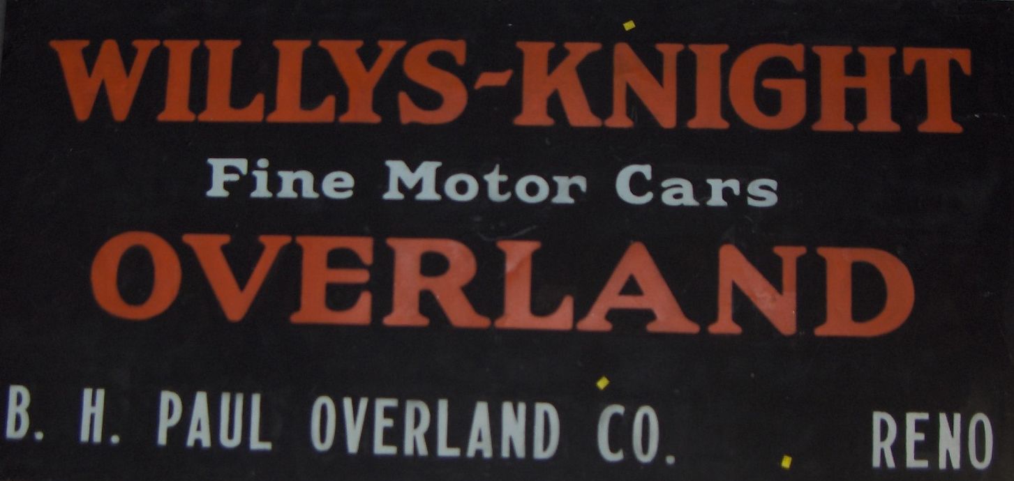 Bonhams Cars : A large Willys-Knight Overland advertising sign, 46 x 94in